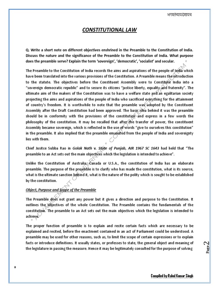 Constitutional Law Notes | PDF | Republic | Political Charters