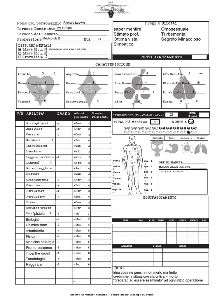 Scheda Editabile Sine Requie | PDF