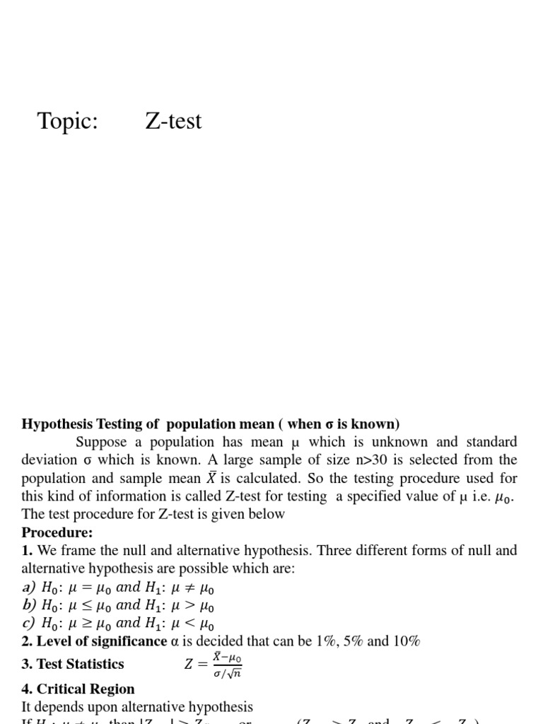 Z Test | Descargar gratis PDF | Statistical Hypothesis Testing ...