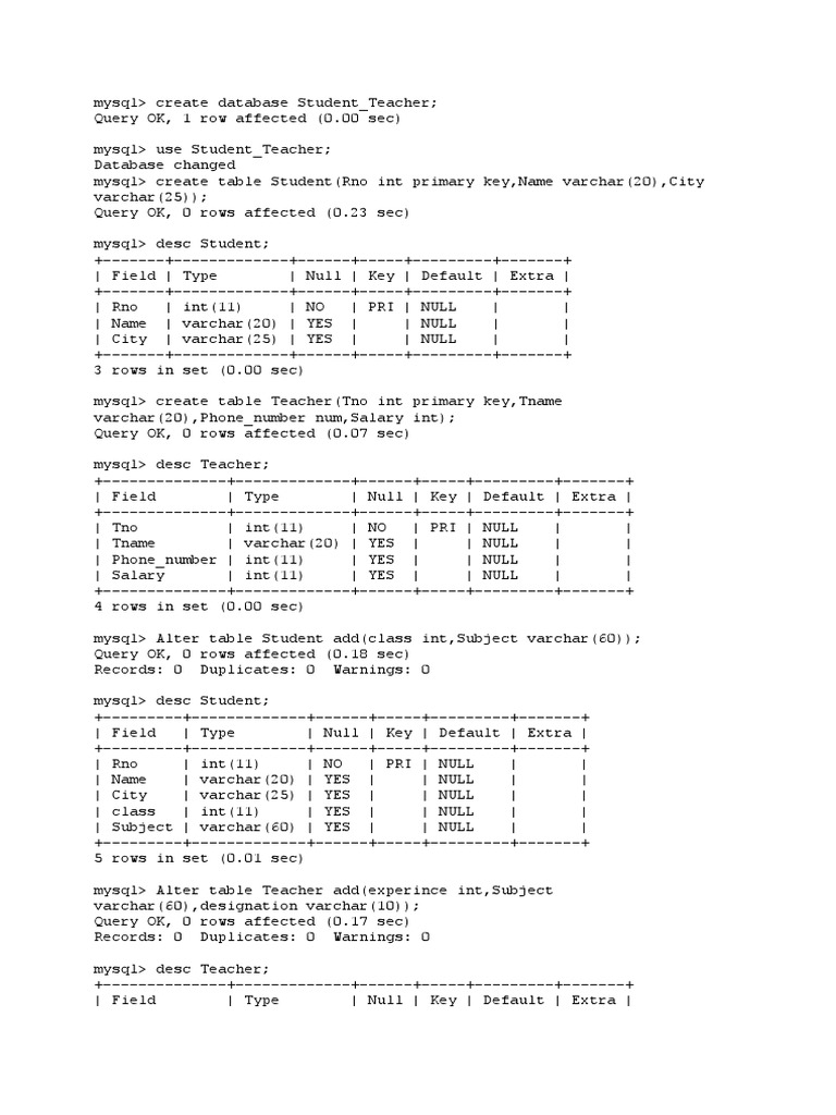 Student - Teacher DB | PDF | Data | Information Technology Management
