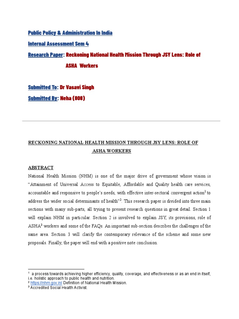 ASHA Workers & JSY Impact | PDF | Health Policy | Public Services