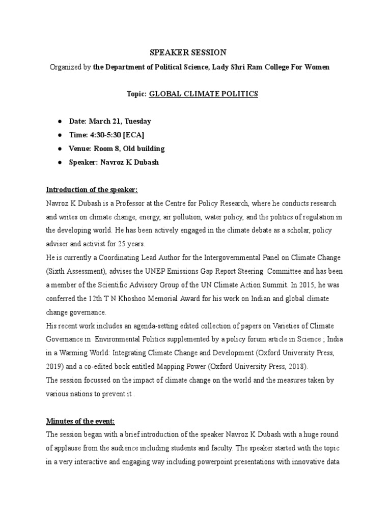 21 March Report - Navroz K Dubash | PDF | Climate Change | Climate