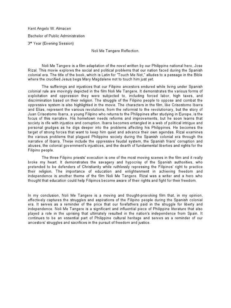 Rizal Reflection Paper | PDF | Philippines