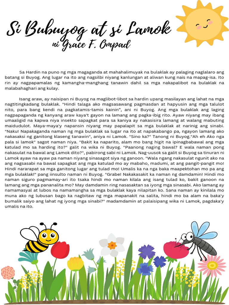 Si Bubuyog at Si Lamok PDF | PDF