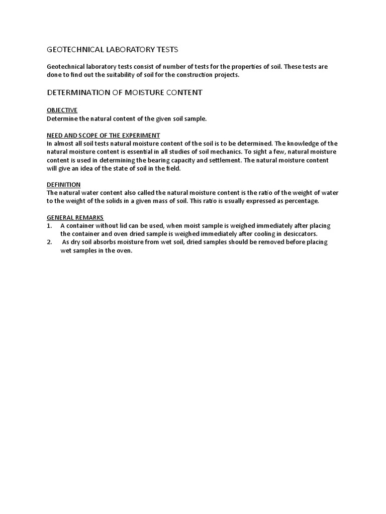 Geotechnical Laboratory Tests | Download Free PDF | Density ...