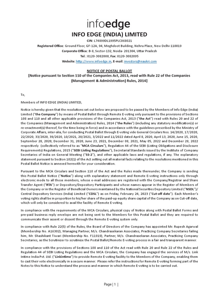 Info Edge (India) Limited | Download Free PDF | Password | Electronic ...