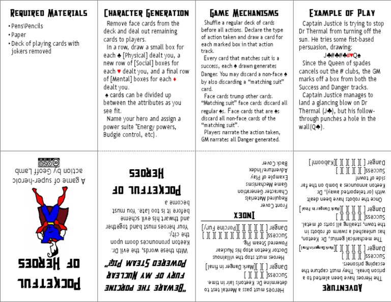 Pocketful of Heroes (Pocketmod) | PDF | Playing Cards | Tabletop Games