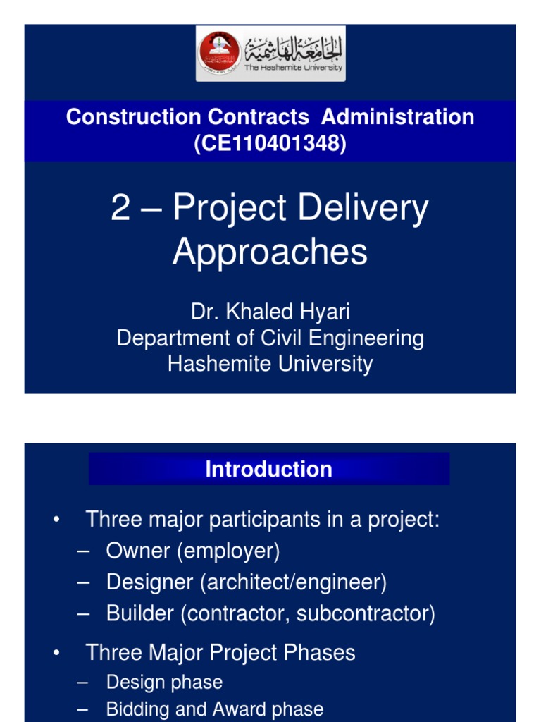 Project Delivery Approaches | PDF | Construction Management | General ...