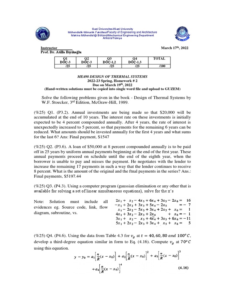 Me498 hw2 2022-23 Spring | PDF | Interest | Debt