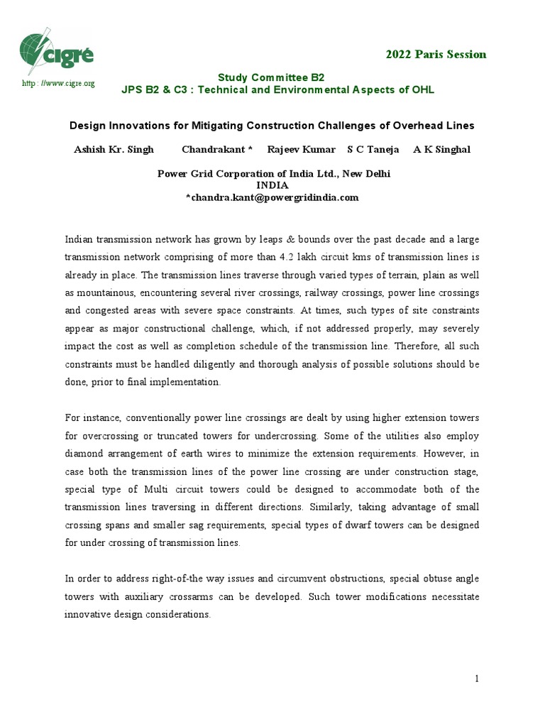 Design innovations for mitigating construction challenges of overhead ...