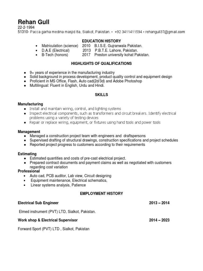 Rehan Cv Pdf Pdf 