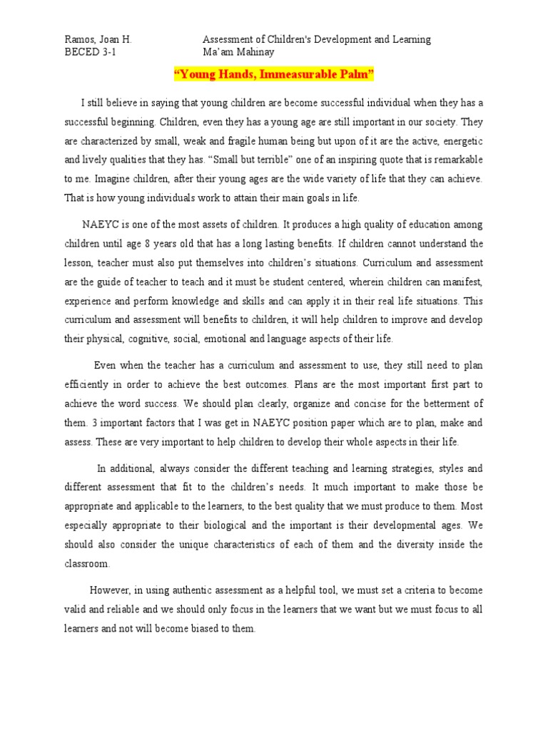 Reflection in NAEYC | PDF | Educational Assessment | Teachers