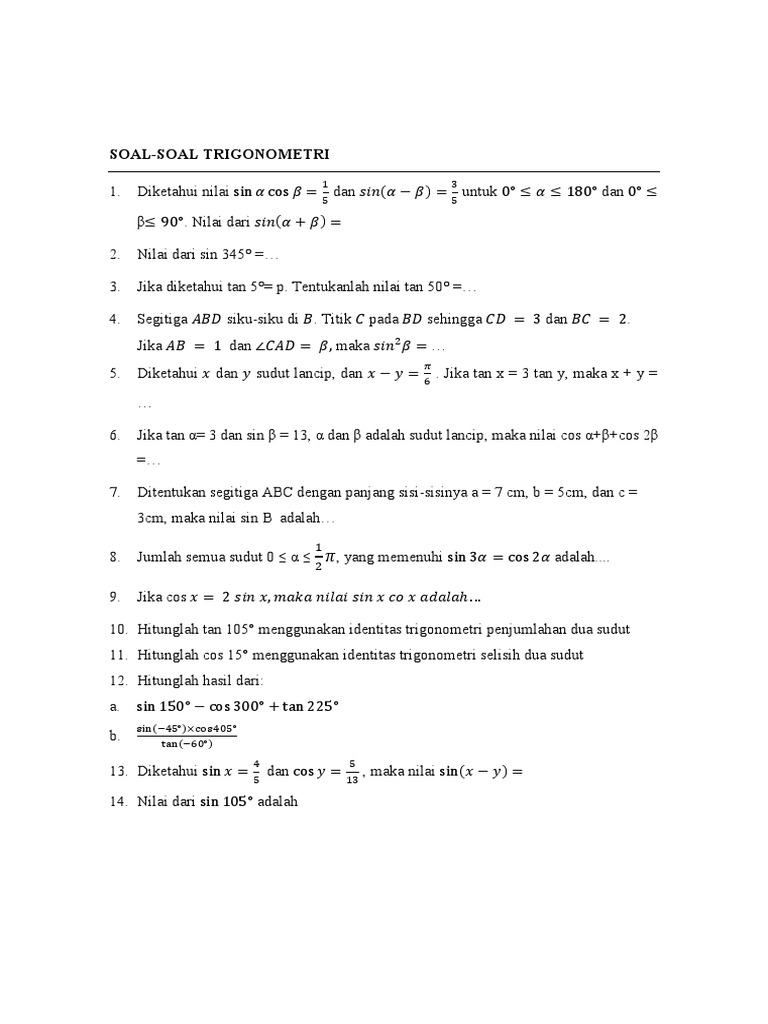 Soal-Soal Trigono | PDF