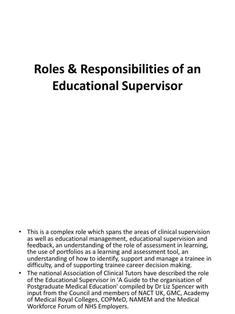 Roles & Responsibilities of an Educational Supervisor | Teachers ...