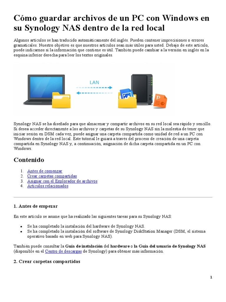 Cómo Guardar Archivos de Un PC Con Windows en Su Synology NAS Dentro de ...
