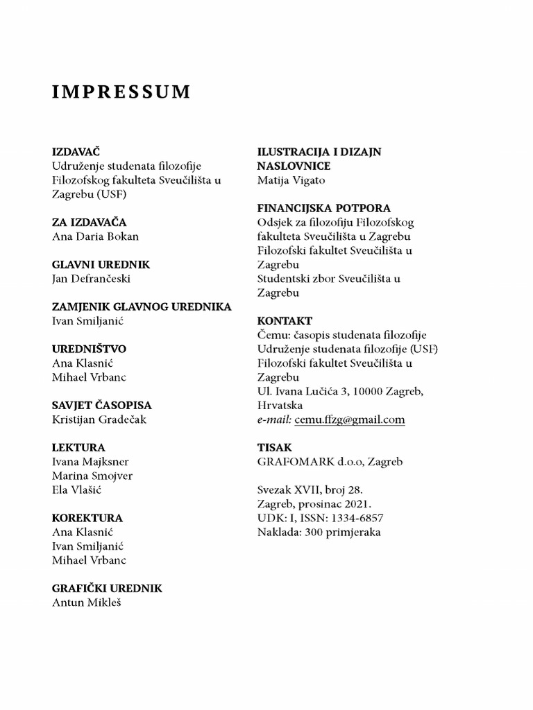 Impressum I Sadržaj | PDF