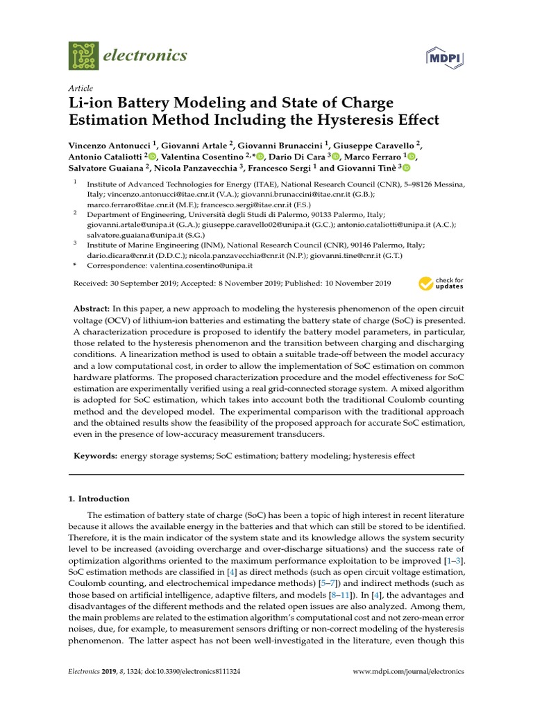 Electronics: Li-Ion Battery Modeling and State of Charge Estimation Method Including The ...