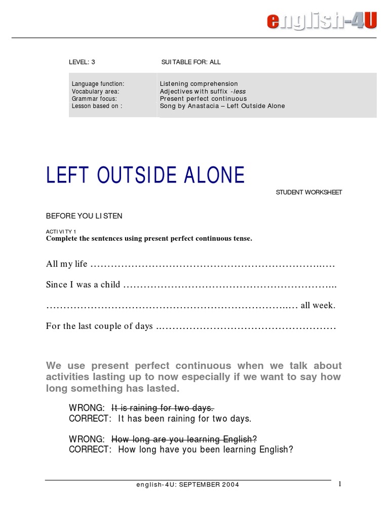 Left Outside Alone | PDF | English Language | Cognition