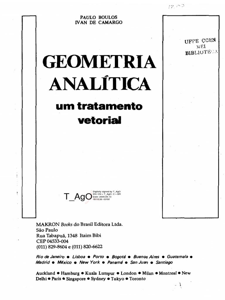 Geometria Analitica Paulo Boulos | PDF