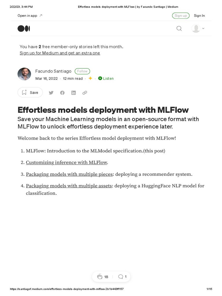 Effortless Models Deployment With MLFlow - by Facundo Santiago - Medium ... Effortless Models Deployment With MLFlow - by Facundo Santiago - Medium ...