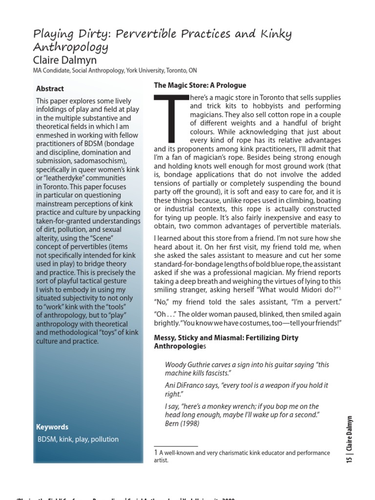 Pervertible Practices: Playing Anthropology in BDSM - Claire Dalmyn ...