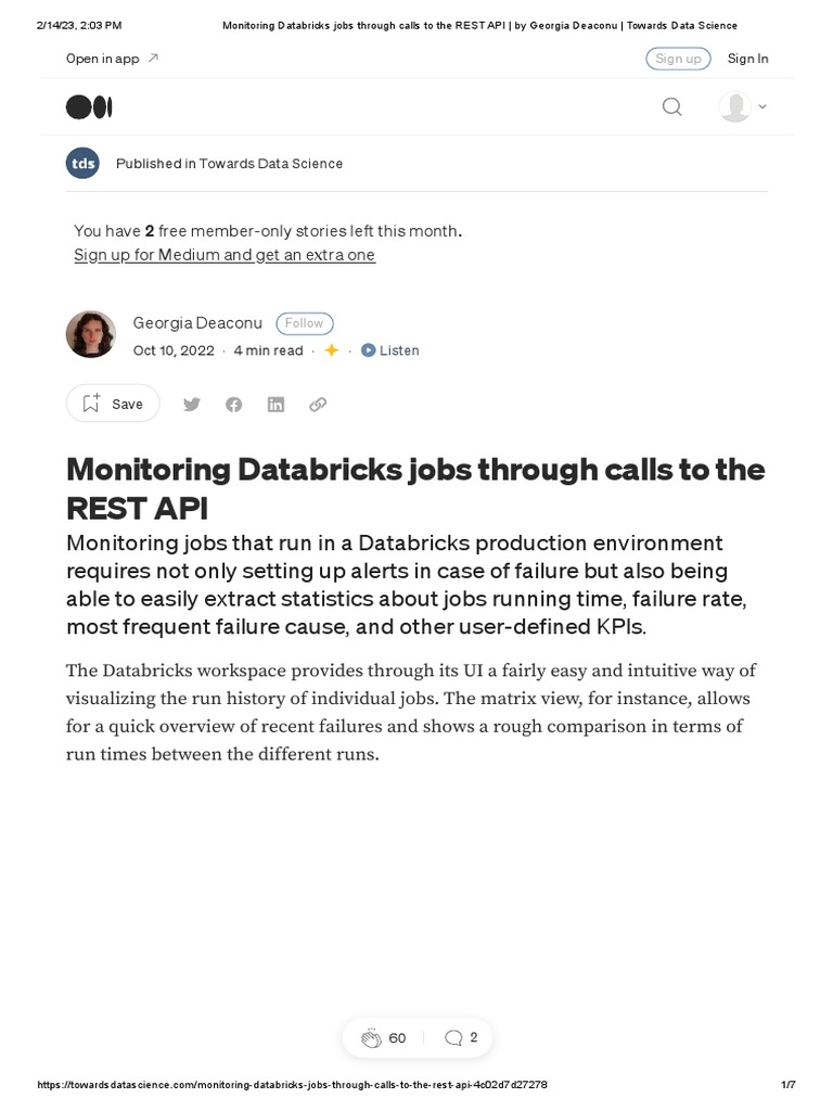 Monitoring Databricks Jobs Through Calls To The Rest Api | PDF | Data | Information