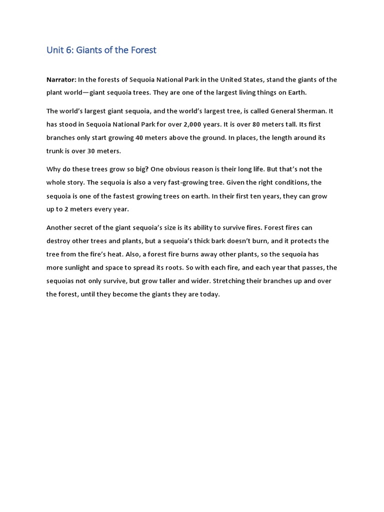 Unit 6 Giants of The Forest | PDF