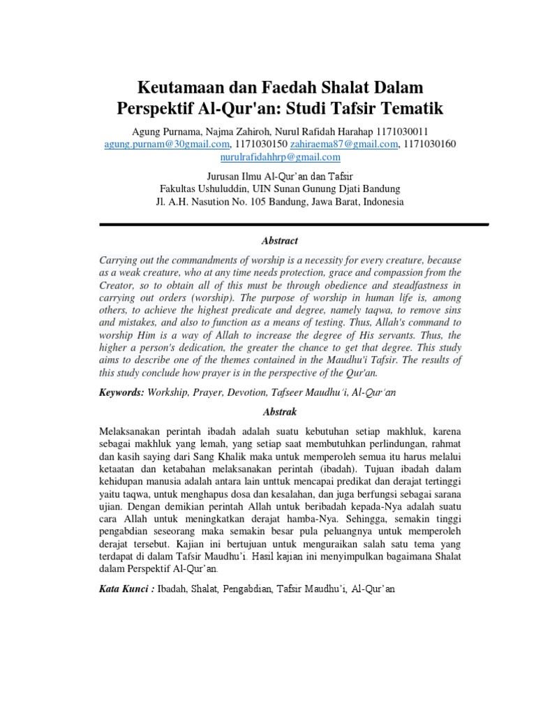 Keutamaan Dan Faedah Shalat Dalam Perspe | PDF