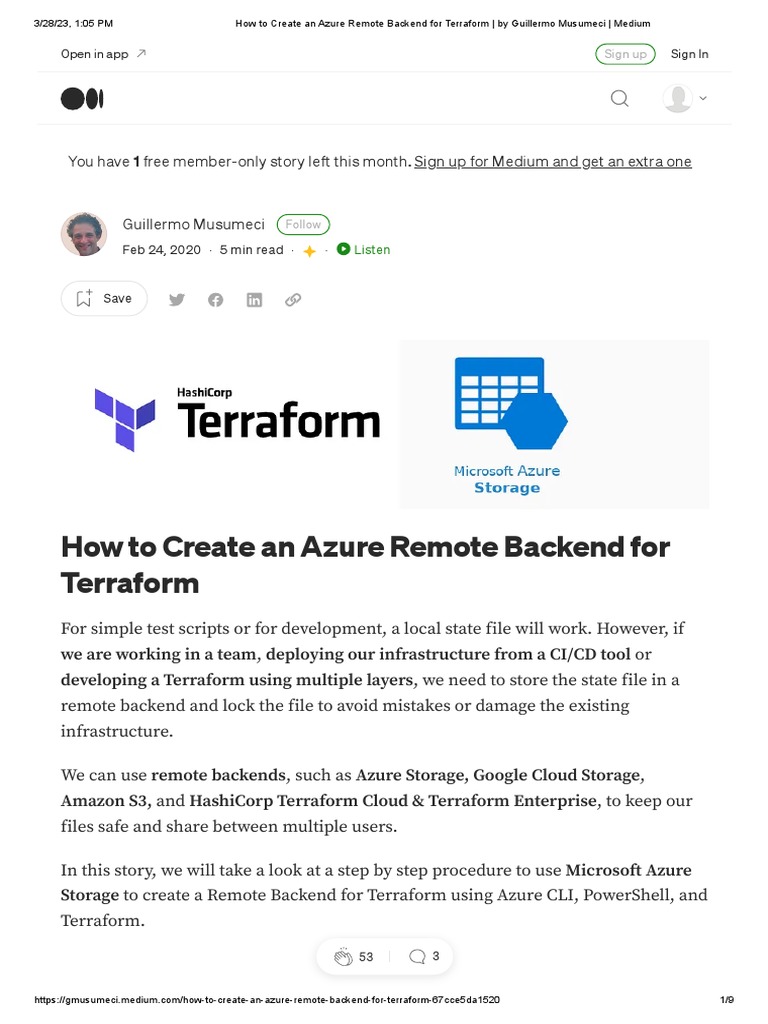How To Create An Azure Remote Backend For Terraform | PDF | Microsoft Azure | Cloud Computing