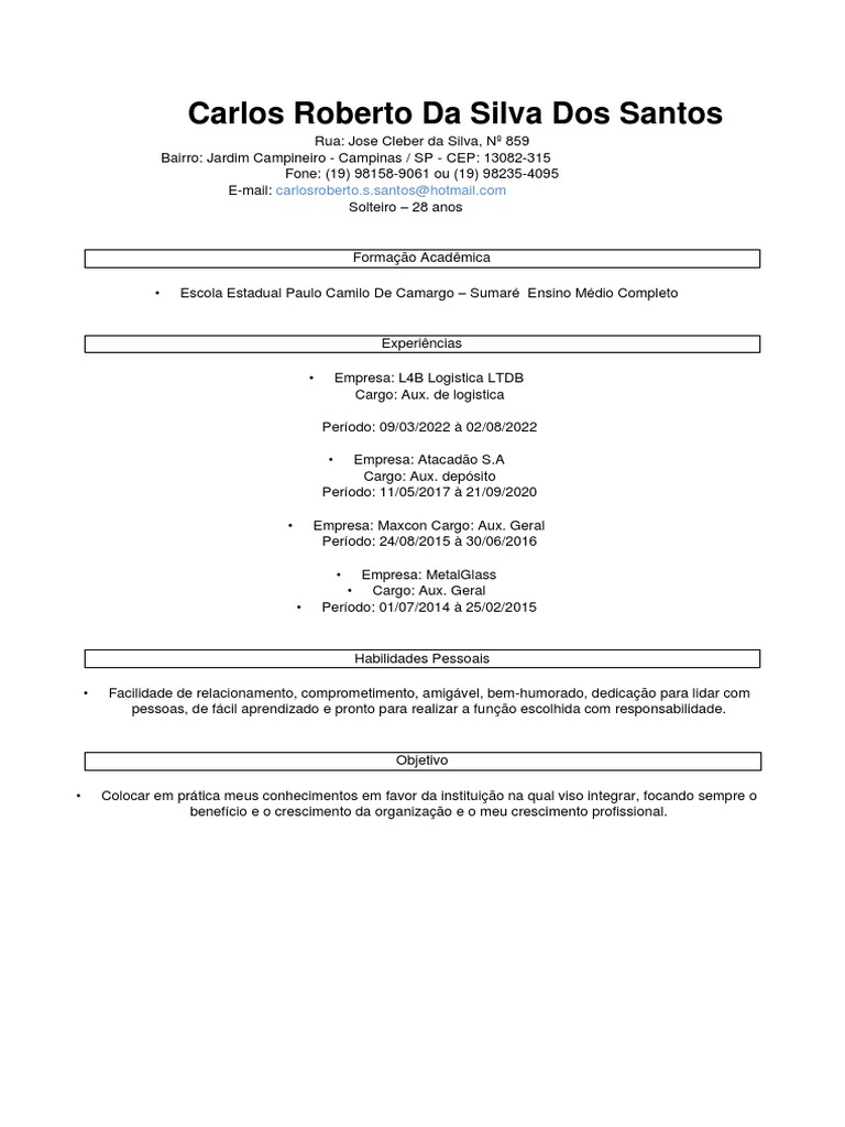 Curriculum Carlos | PDF