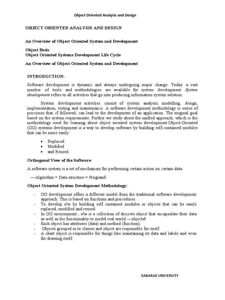 Bit 223 Object Oriented Analysis and Design | PDF | Class (Computer ...