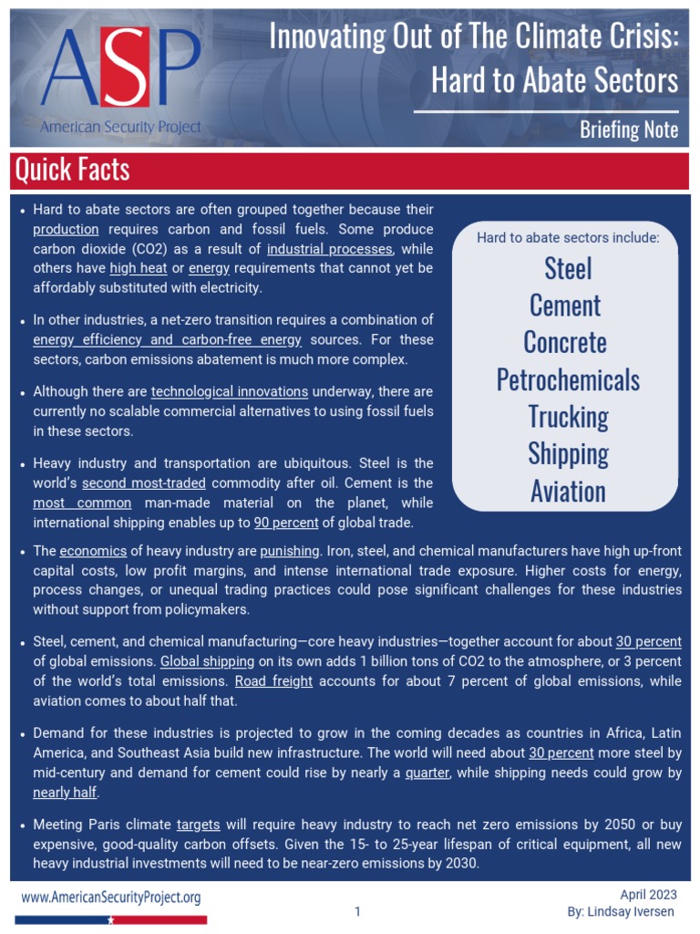 Examples of Hard to Abate Sectors | PDF | Steelmaking | Low Carbon Economy