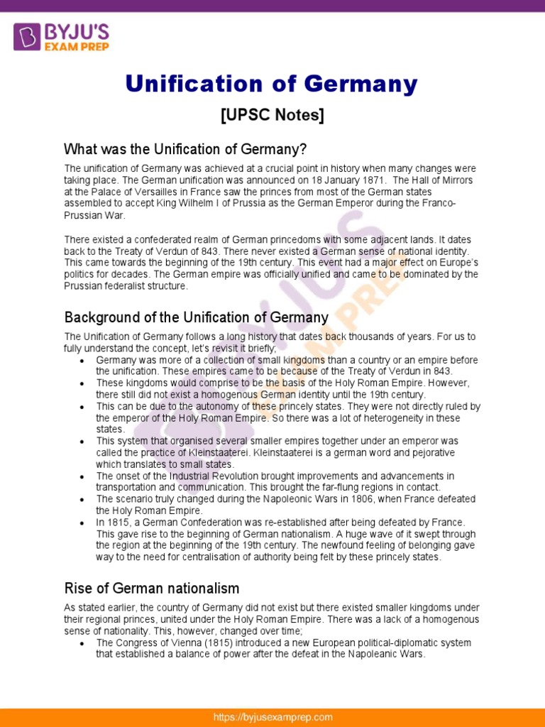 Unification of Germany Explained | PDF | German Empire | Otto Von Bismarck
