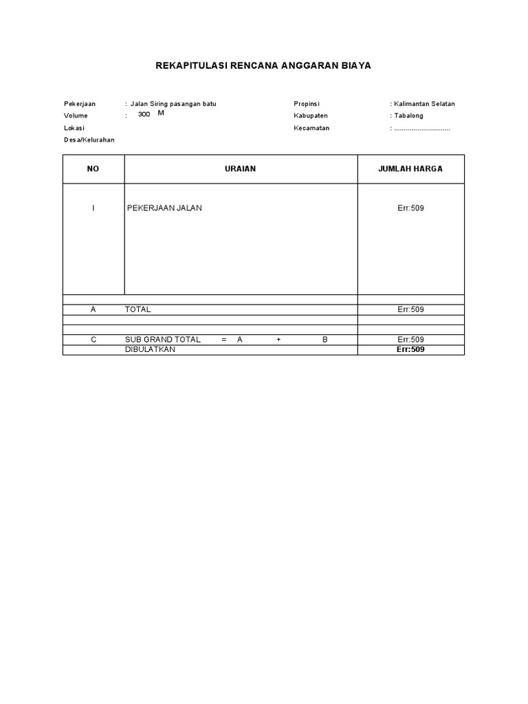 RAB Jalan Rabat Beton Analis SNI | PDF