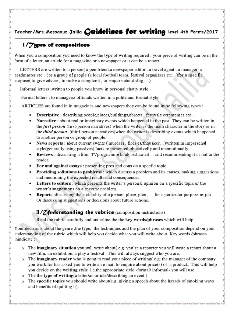 Guidelines To Writing 2016 2017 (Messaoud Jalila) (Lycee Mohammed ...