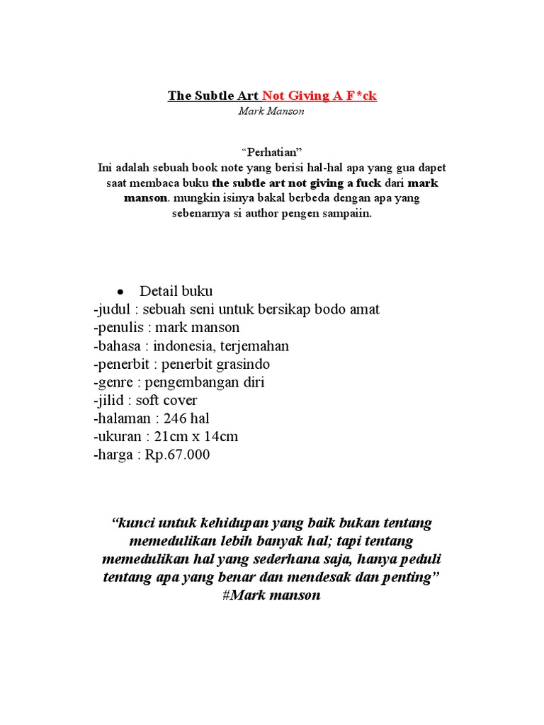 seni bodo amat books note | PDF