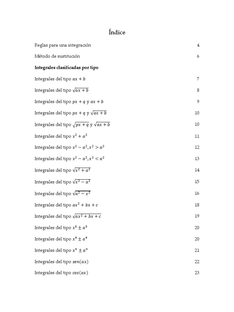 Guía de Integrales por Tipo | PDF