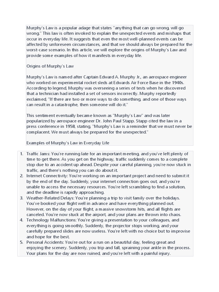 Understanding Murphy's Law in Life | PDF | Social Science