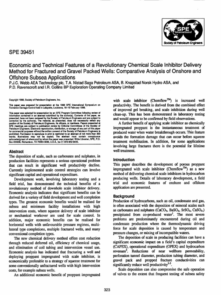 Innovative Scale Inhibitor Delivery Method | PDF | Diffusion | Porosity