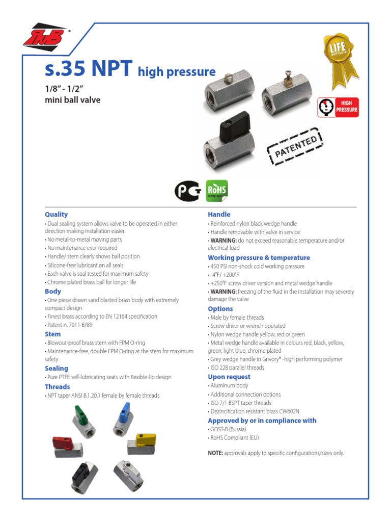 s.35 NPT: High Pressure | PDF | Valve | Screw