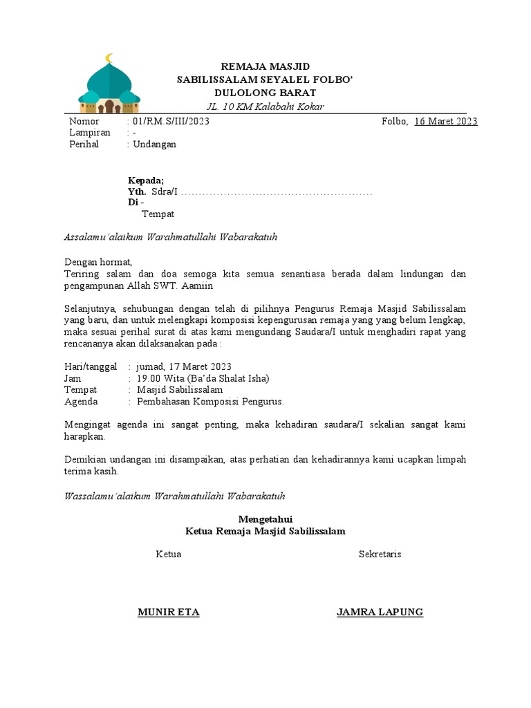 Undangan Rapat Remas 2023 | PDF