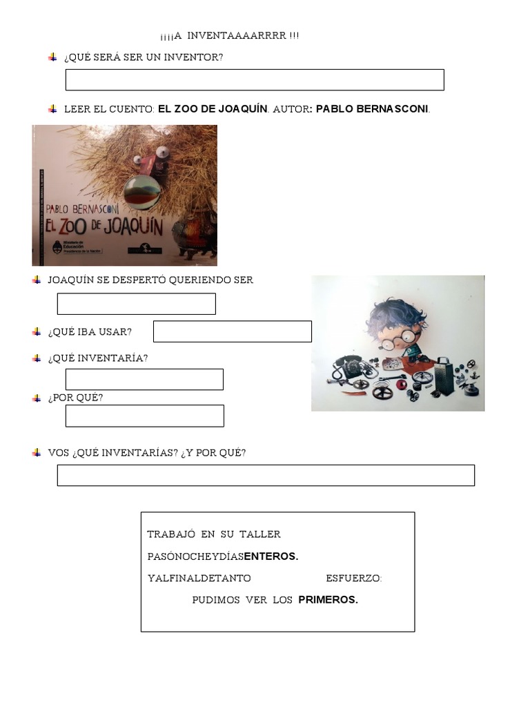 Actividades del cuento "El Zoo de Joaquín" | PDF