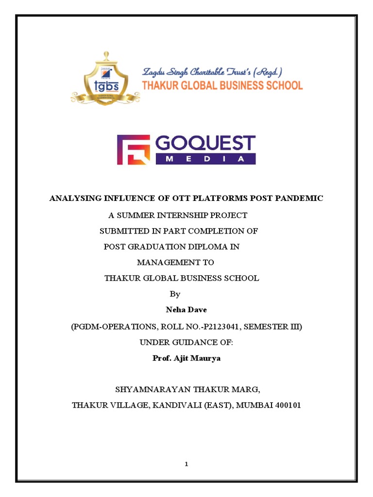 Neha Dave - TGBS - Blackbook | PDF | Streaming Media | Mass Media