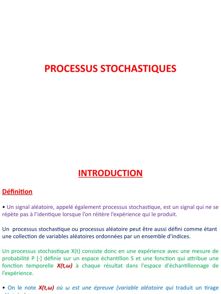 Introduction aux processus stochastiques | PDF | Processus stationnaire | Densité spectrale de ...
