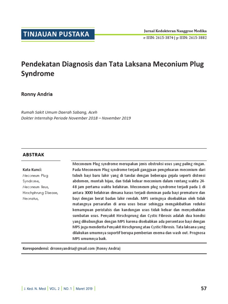 Meconium Plug Syndrome | PDF | Sains & Matematika
