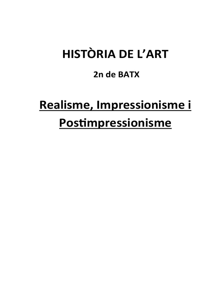 Dossier Relisme, Impressionisme I Postimpressionisme Final | PDF