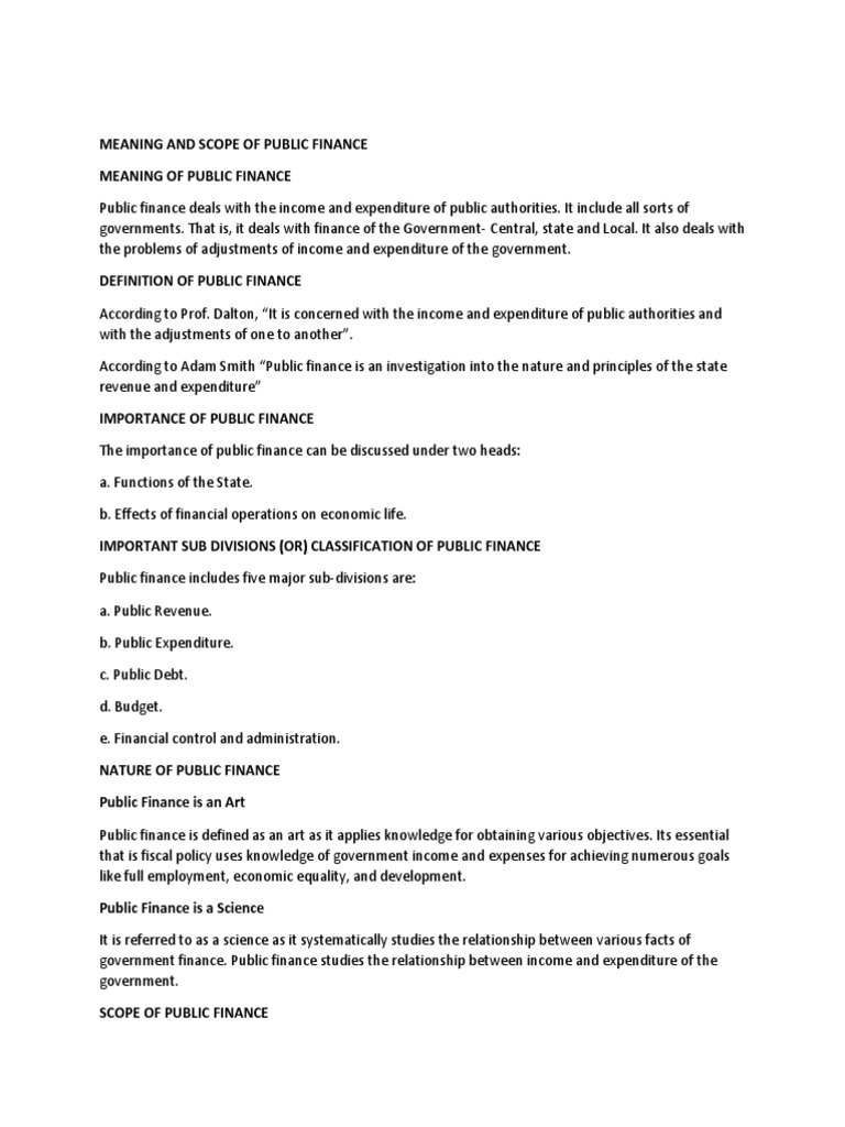 1.meaning and Scope of Public Finance | PDF | Public Finance | Taxes