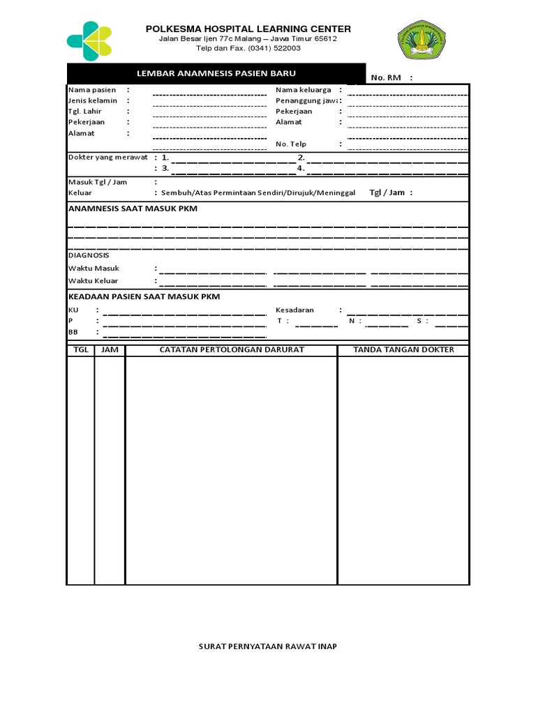 Formulir Konvensional Rawat Inap | PDF