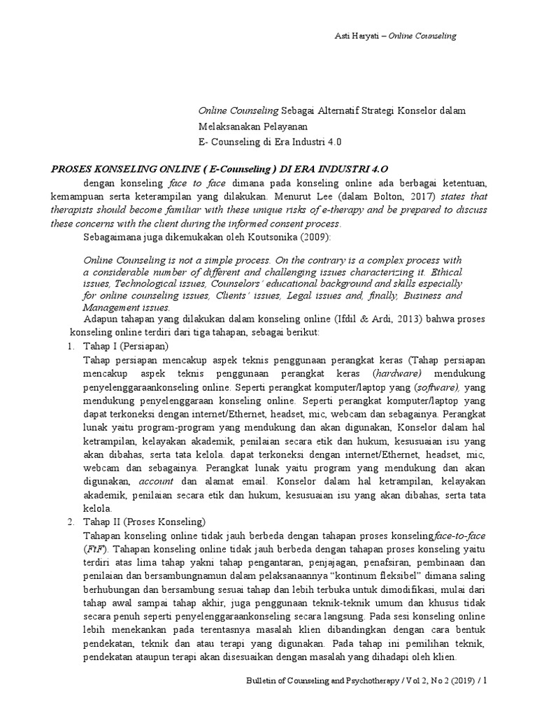 Proses Konseling Online (E-Counseling) Di Era Industri 4.O | PDF | Karier & Perkembangan