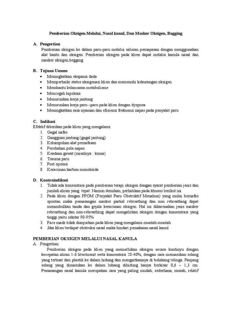 Pemberian Oksigen | PDF